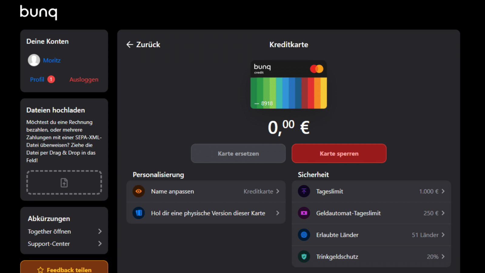 bunq Prepaid Kreditkarte - Alle Vor- und Nachteile