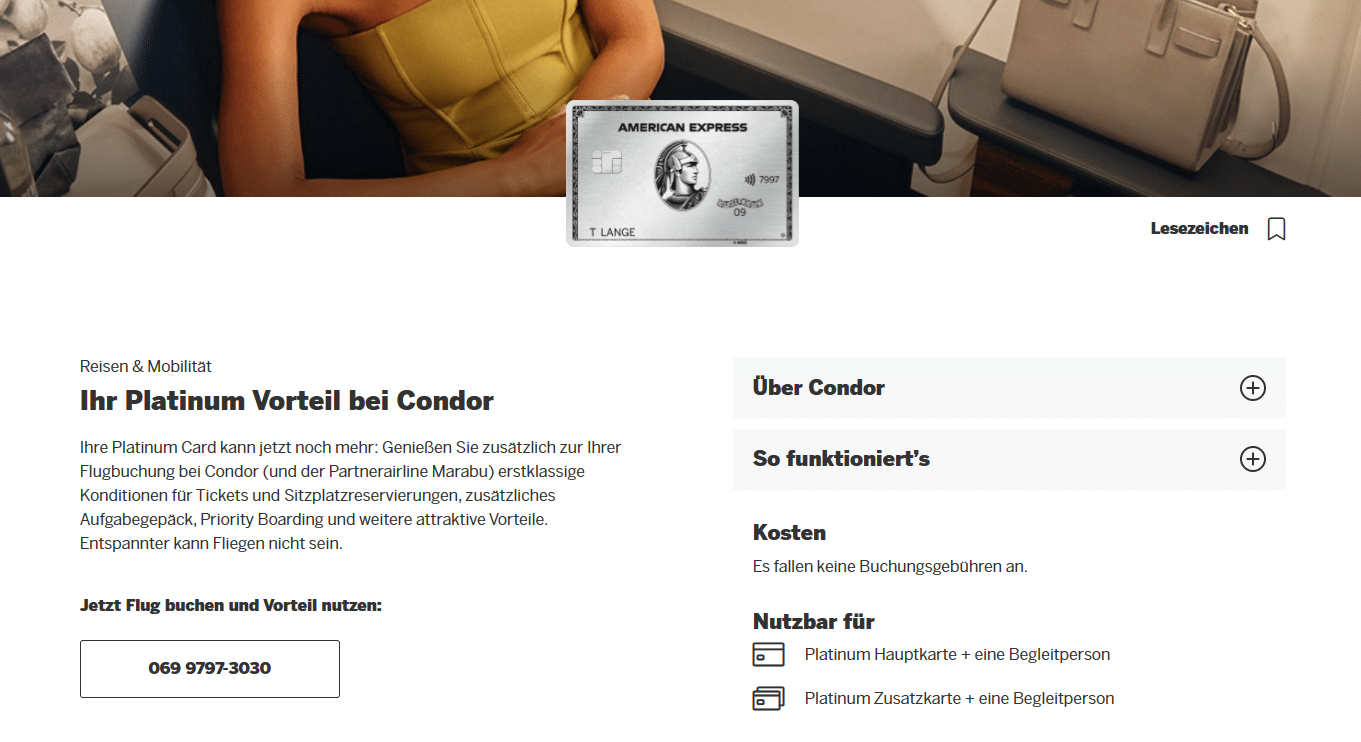 Amex Platinum Vorteile bei Condor: Bis zu 200 Euro Rabatt & mehr