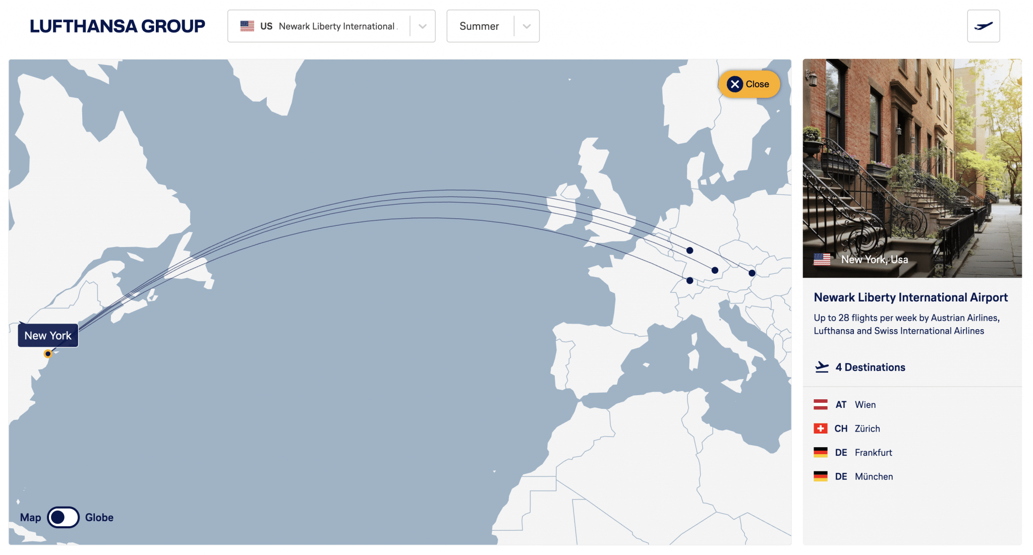 Lufthansa: Streckennetz in der Übersicht mit interaktivem Tool