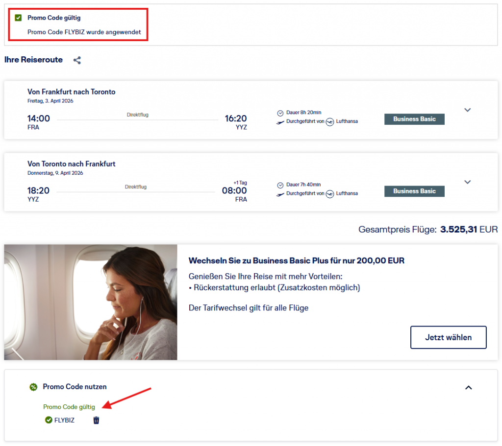 Lufthansa Allegris Business Class Promo - bis zu 200 Euro Rabatt